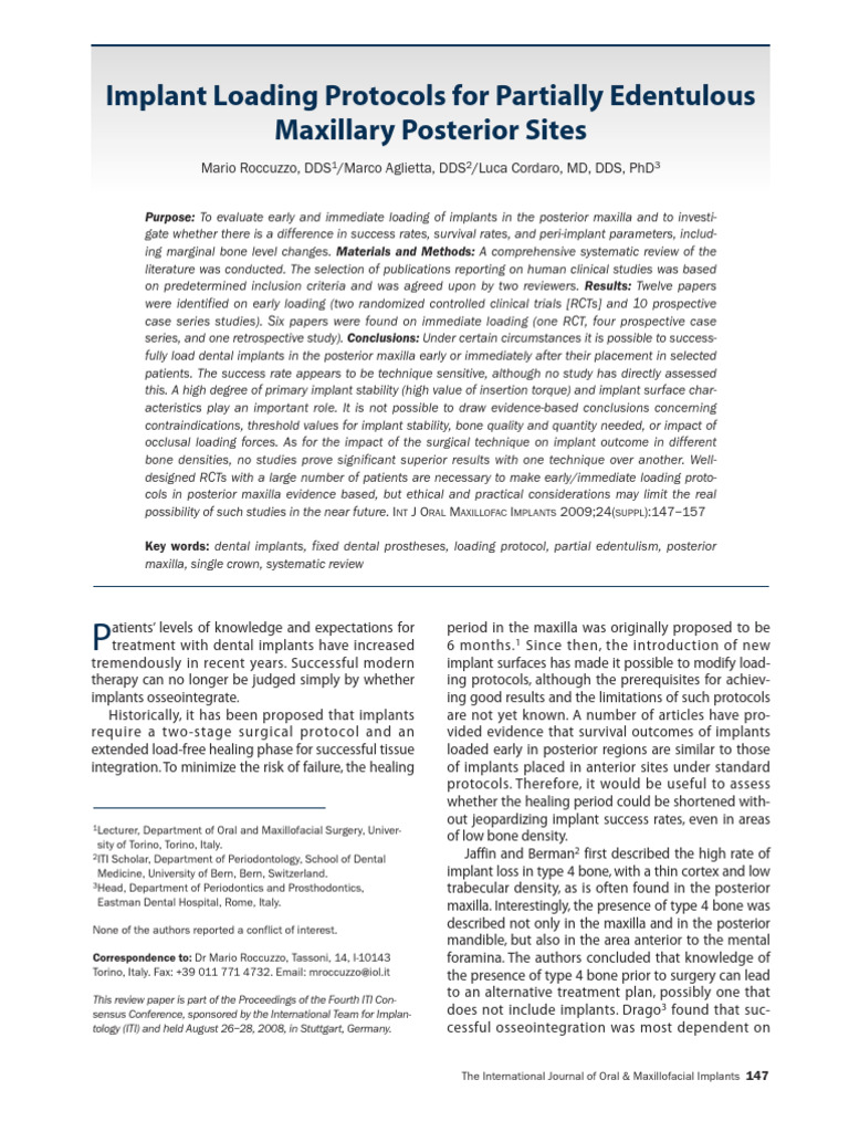 Implant Loading Protocols For Partially Edentulous Maxillary Posterior ...