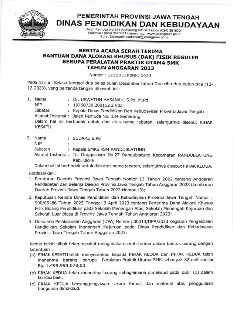 BAST Alat SMK PSM Randublatung | PDF