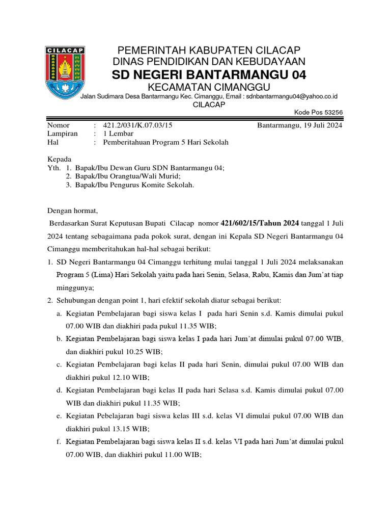 Sosialisasi 5 Hari Sekolah | PDF