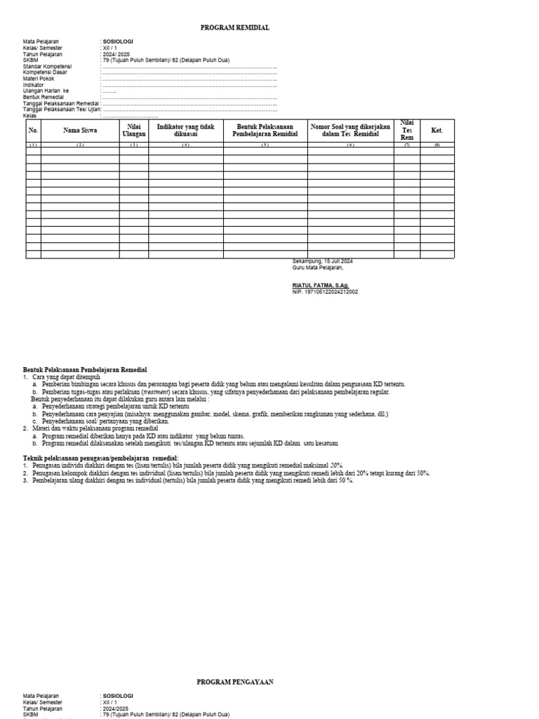 Program Remidial Dan Program Pengayaan | PDF