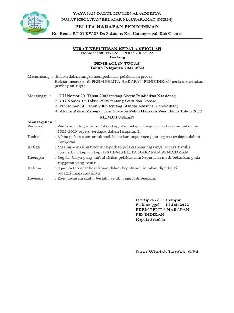 SK Pengangkatan Guru | PDF