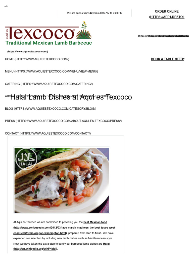 Halal Lamb Dishes at Aqui Es Texcoco | PDF | Cuisine | Foods