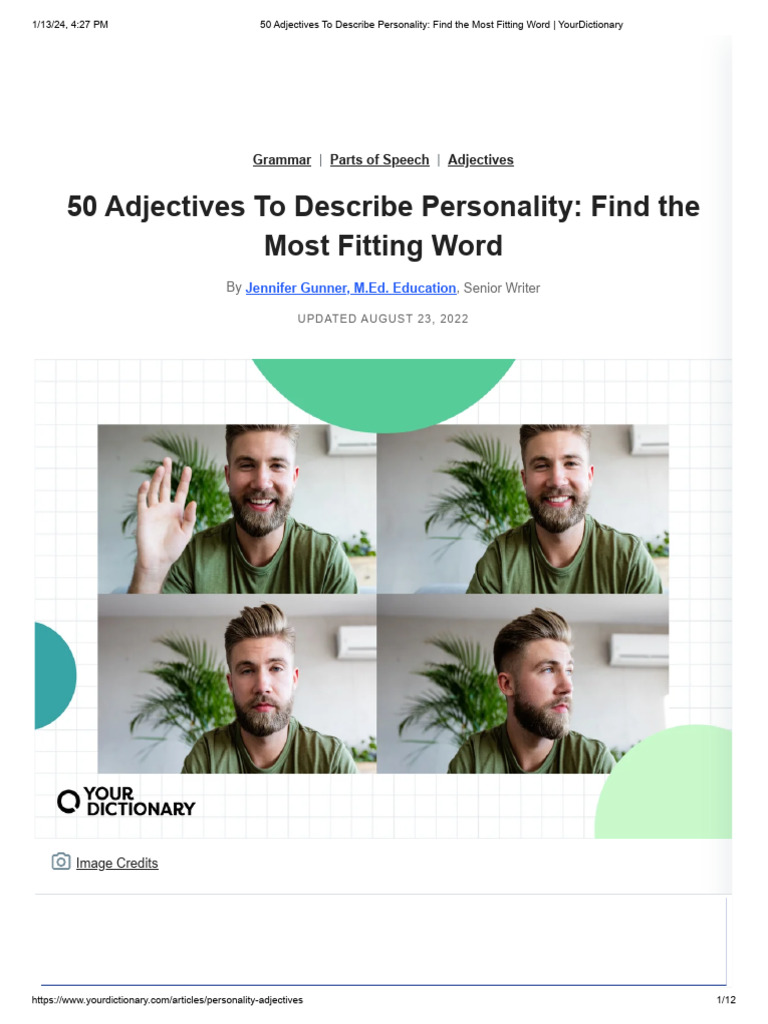 50 Adjectives To Describe Personality Find the Most Fitting Word | PDF ...