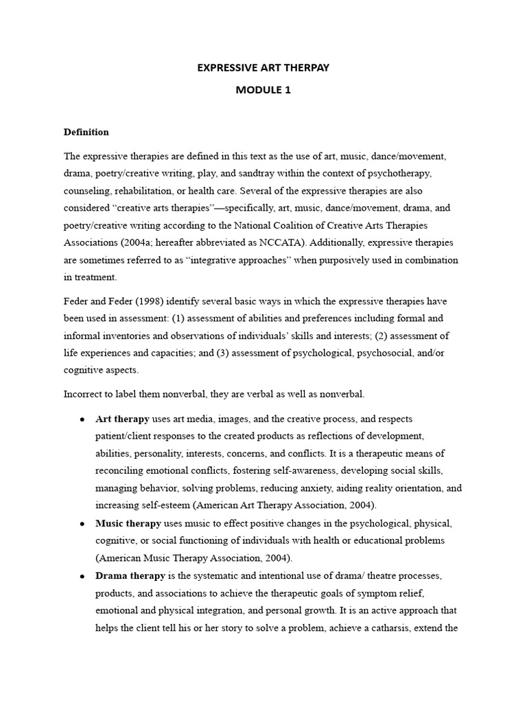 Introduction to Expressive Arts Therapy | PDF | Psychotherapy | Art Therapy