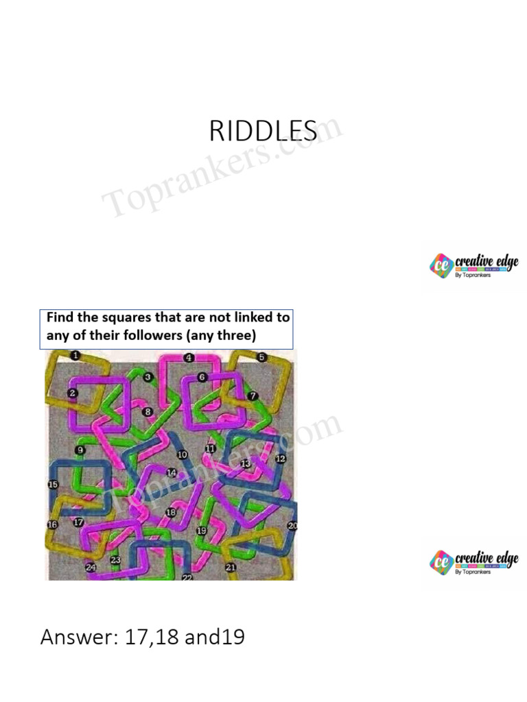 Riddles for Puzzle Enthusiasts | PDF | Science & Mathematics