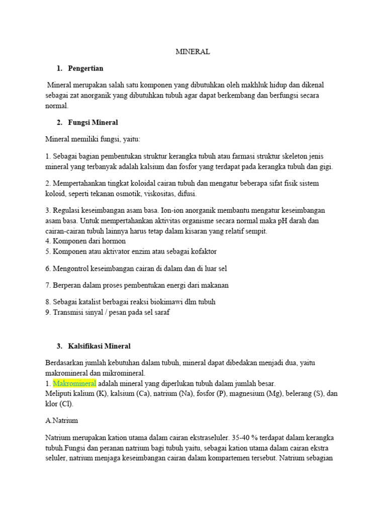 Sub Materi Mineral | PDF | Kesehatan Holistik | Sains & Matematika
