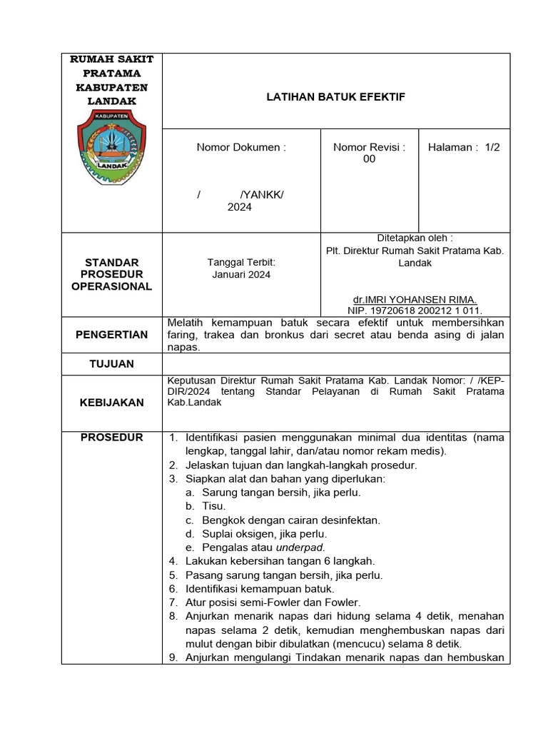 SOP Latihan Batuk Efektif | PDF