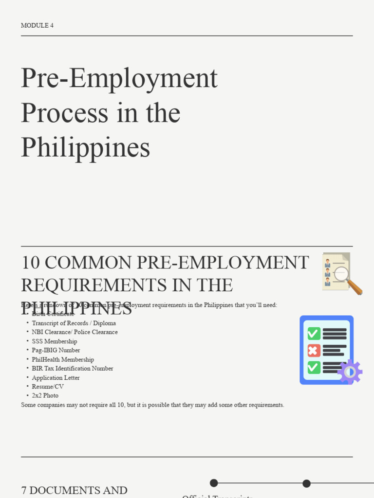 MODULE 4 - Pre-Employment Process in The Philippines | PDF | Identity ...
