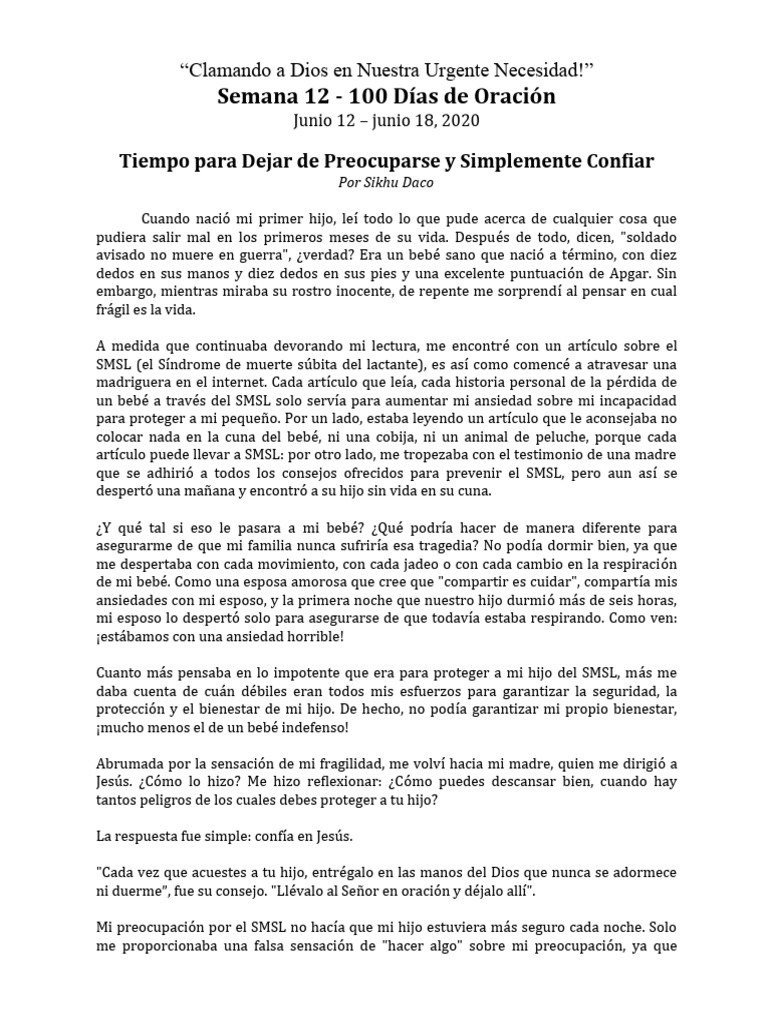 Semana 12 - Devocional y Enfoque de Oración (Junio 12-18) | PDF | Oración | Mente
