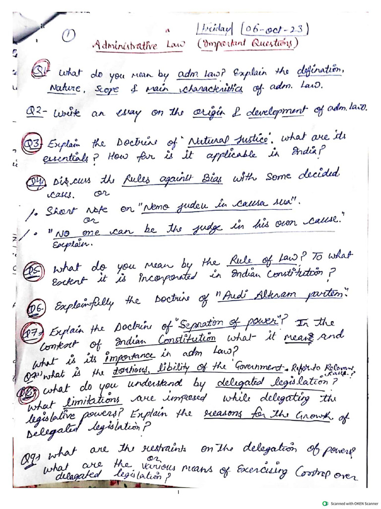 Imp Questions Adm Law | PDF