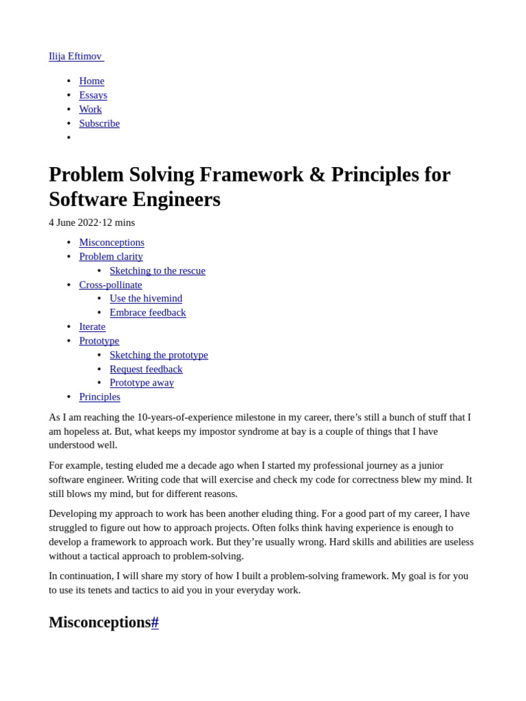 Problem Solving Framework & Principles For Software Engineers | PDF | Thought | Prototype