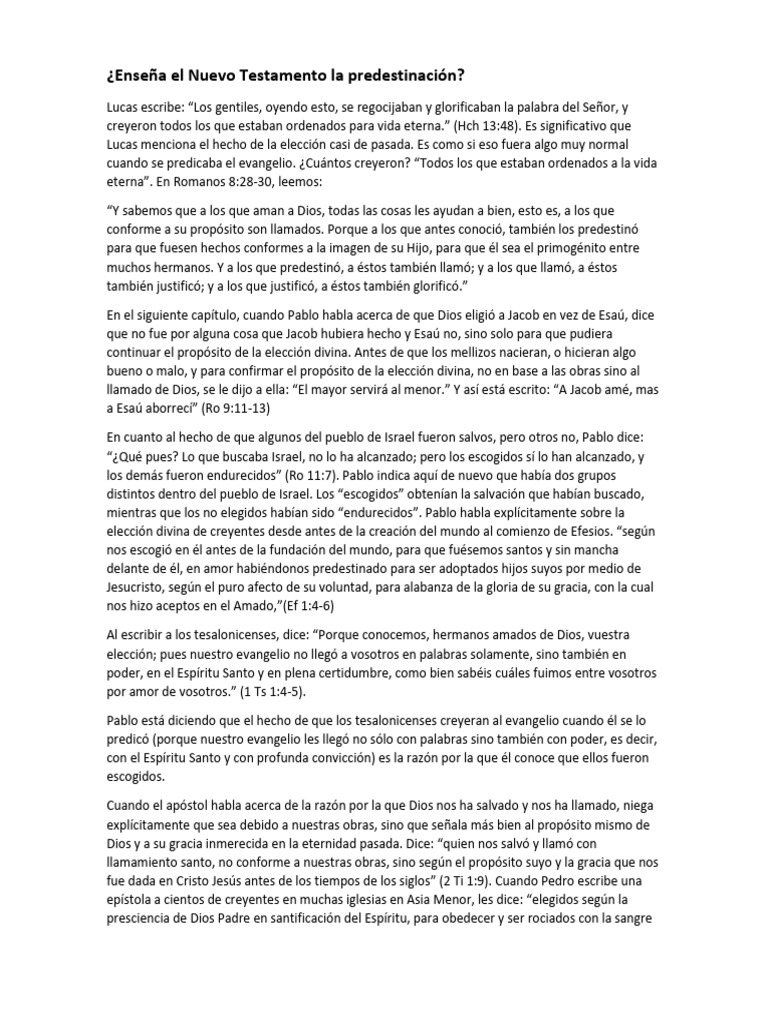 El NT y La Predestinación | PDF | Gracia divina | Cristo (título)