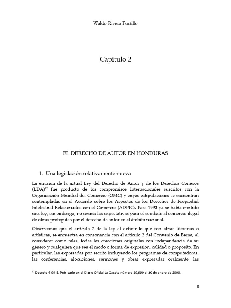 Derecho de Autor en Honduras: Ley y Definición | PDF | Autor | Justicia