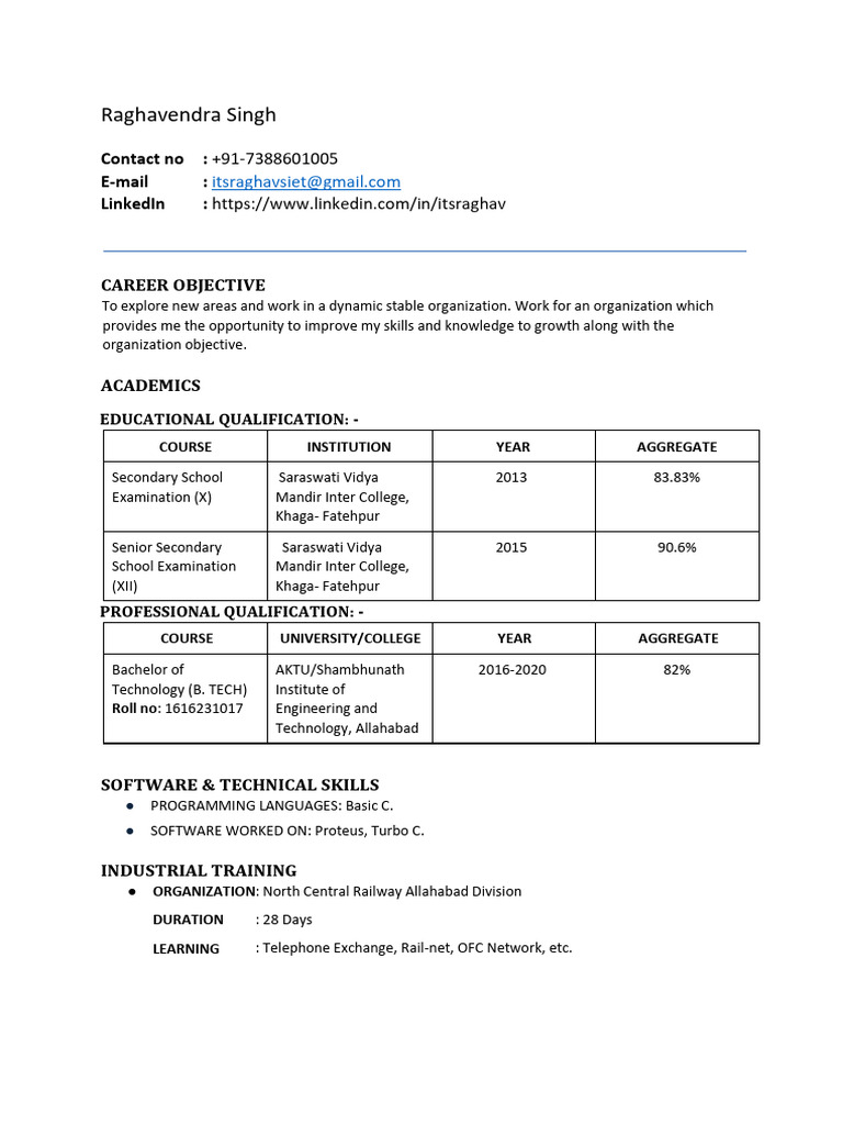 Raghavendra Resume | PDF | Behavior Modification | Learning