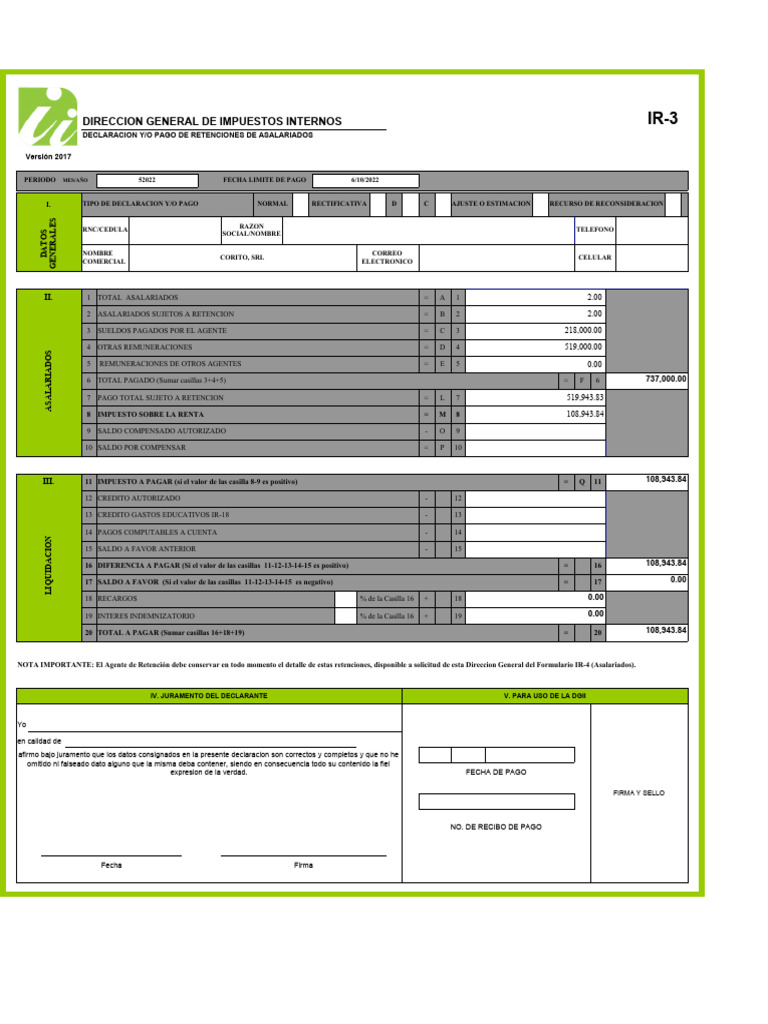 EJEMPLO IR-3 | PDF | Economias