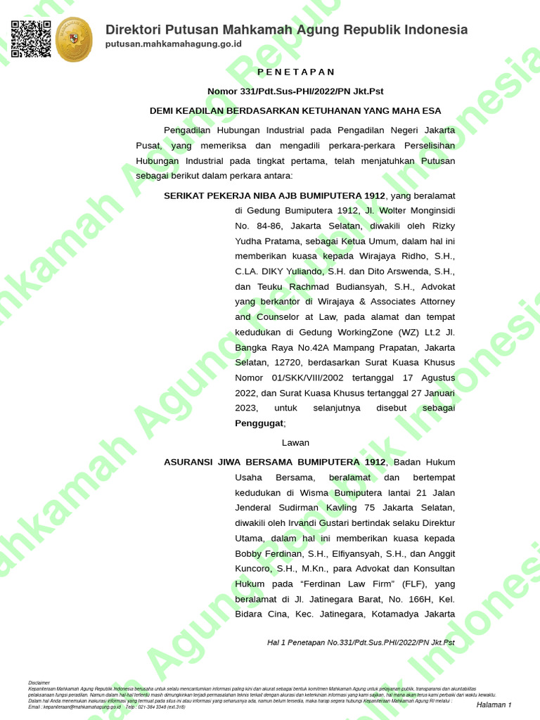 Putusan 331 PDT - Sus-Phi 2022 PN JKT - PST 20240612115355 | PDF