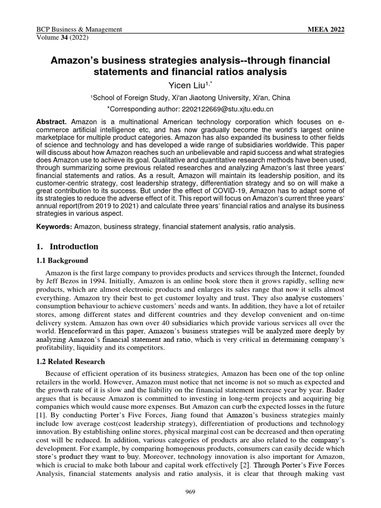 Amazons Business Strategies Analysis - Through Fin | PDF | Equity (Finance) | Inventory
