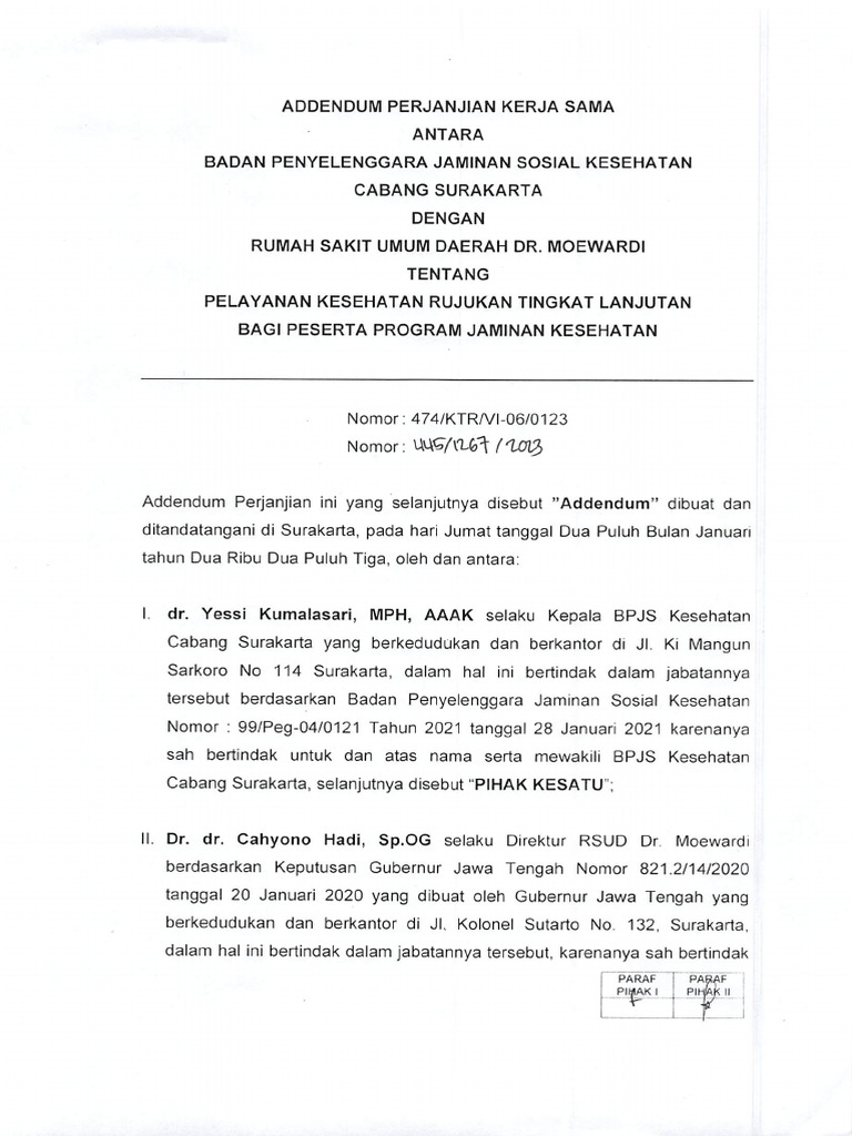 Bpjs Kesehatan 2023 Addendum | PDF