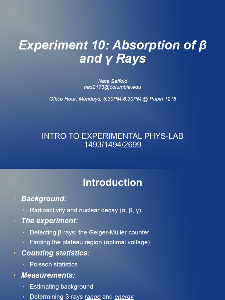 Absorption of Beta and Gamma Radiation Lab | PDF | Atomic Nucleus | Neutron