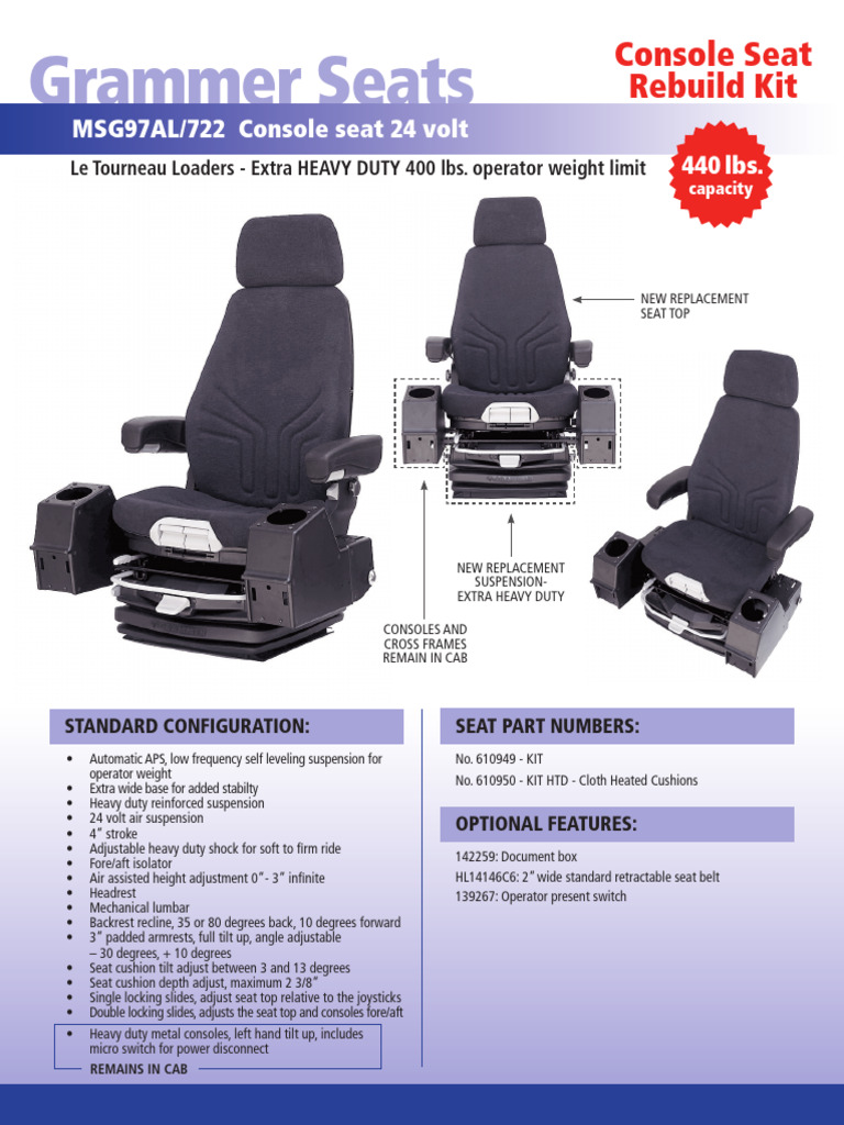Grammer Seats: Console Seat Rebuild Kit | PDF | Motor Vehicle | Rear ...