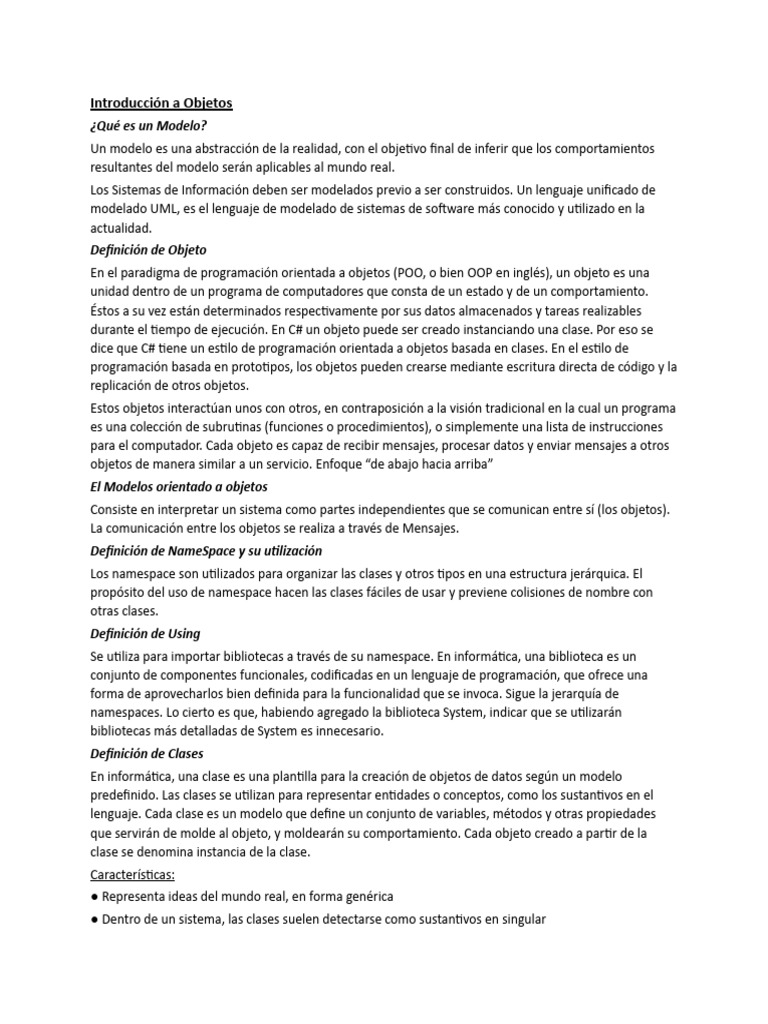 Resumen Teorico - Segundo Parcial TLyA | PDF | Objeto (informática) | Clase (Programación ...