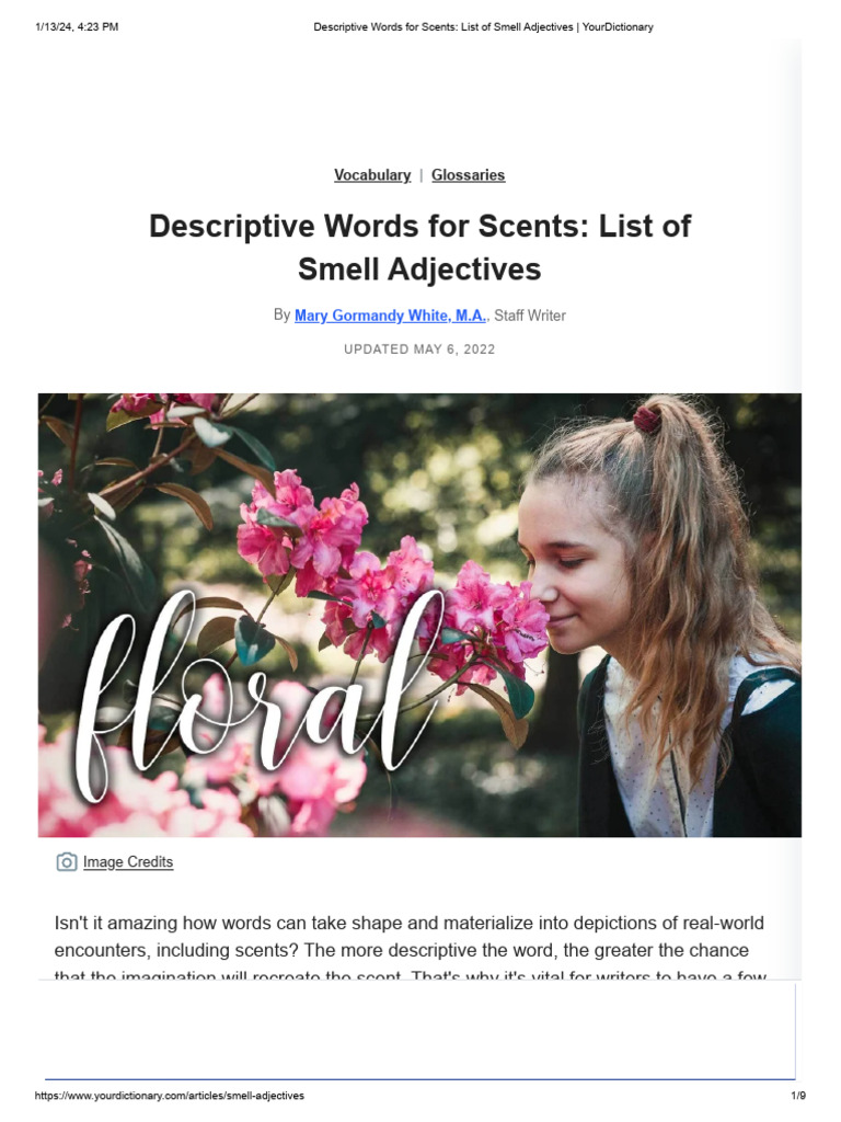 Descriptive Words For Scents List of Smell Adjectives Your Dictionary ...