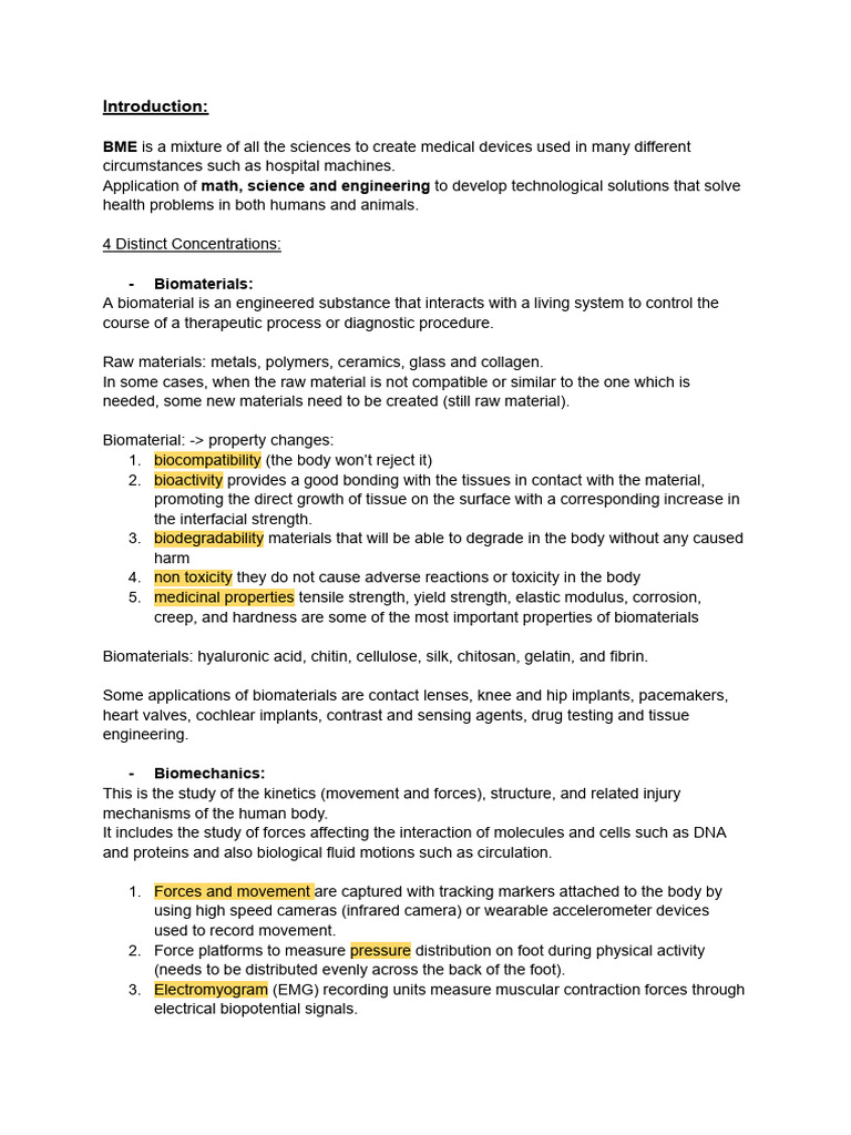 BioMedical Engineering Intro | PDF | Atrium (Heart) | Biomaterial