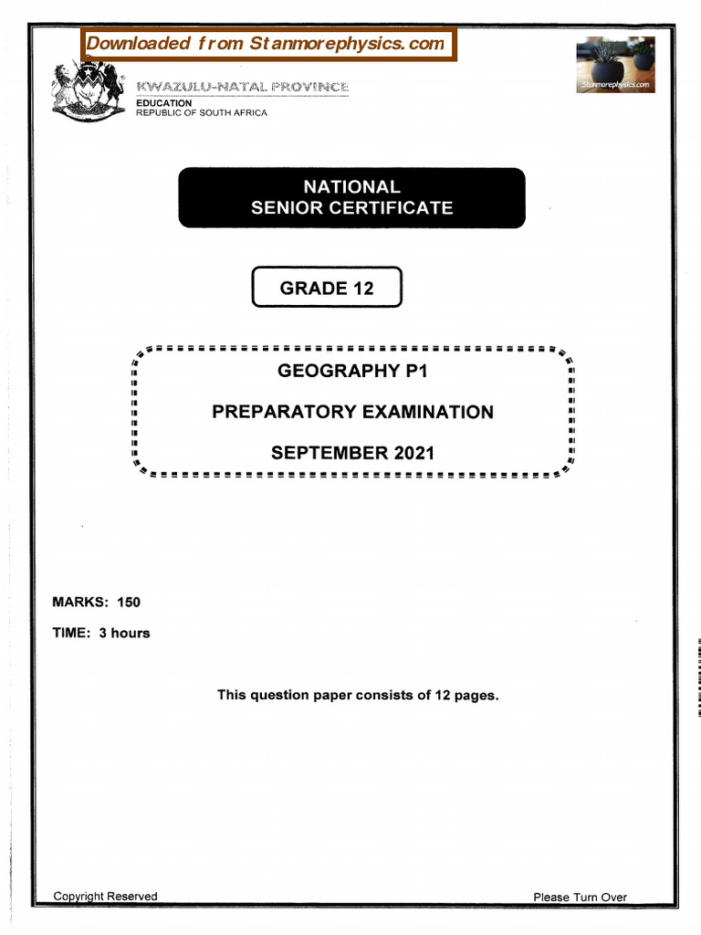 Geography Grade 12 Trial 2021 P1 and Memo | PDF | Wound | River