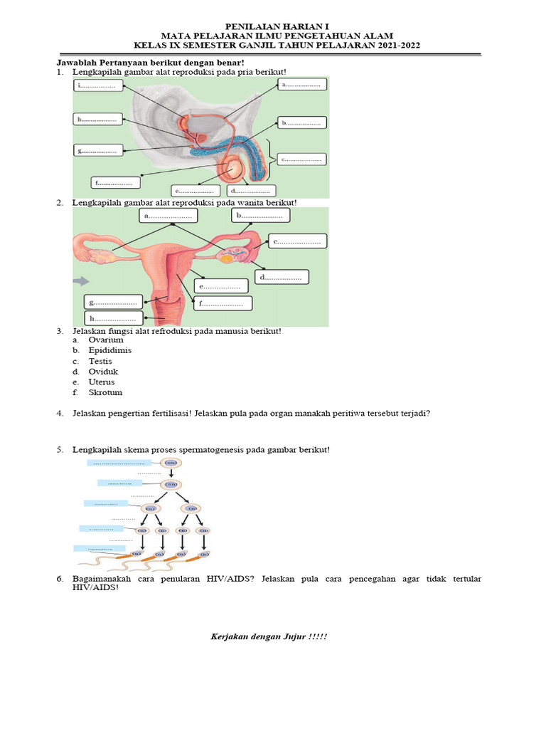 Soal IPA Kelas IX: Reproduksi & HIV/AIDS | PDF | Pengembangan Diri | Kesehatan Holistik