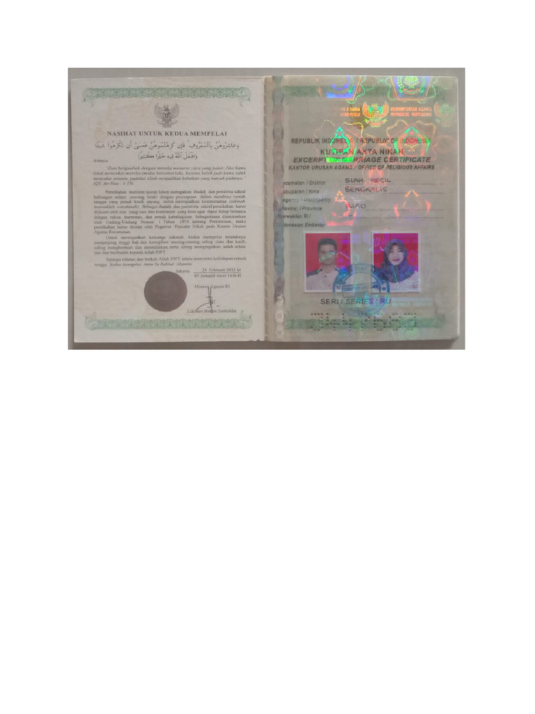 Buku Nikah Asli PDF Hal 1-3 | PDF