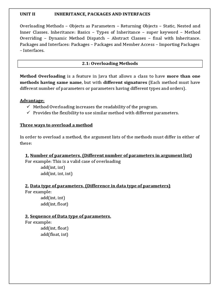 Unit 2,3,5 | PDF | Method (Computer Programming) | Class (Computer Programming)