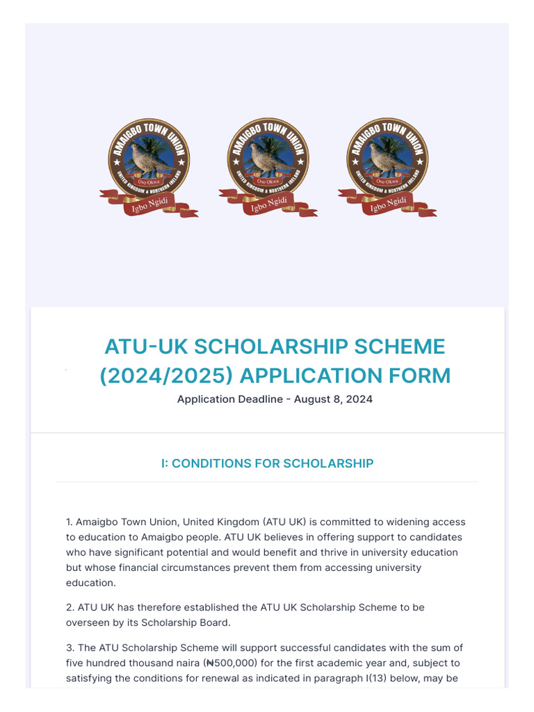 ATU UK Scholarship Application Form | PDF