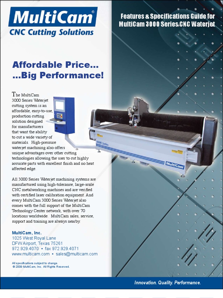MultiCam 3000-Series CNC Waterjet | Download Free PDF | Numerical ...