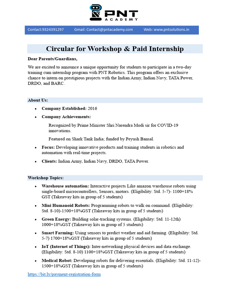 Circular For Internship Training Program GRD 5-12 | PDF | Internet Of Things | Computing