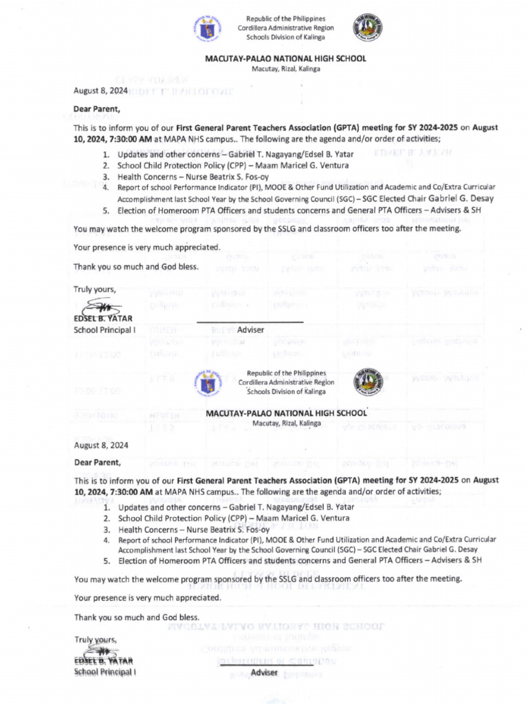 1ST Gpta Meeting Letter | PDF