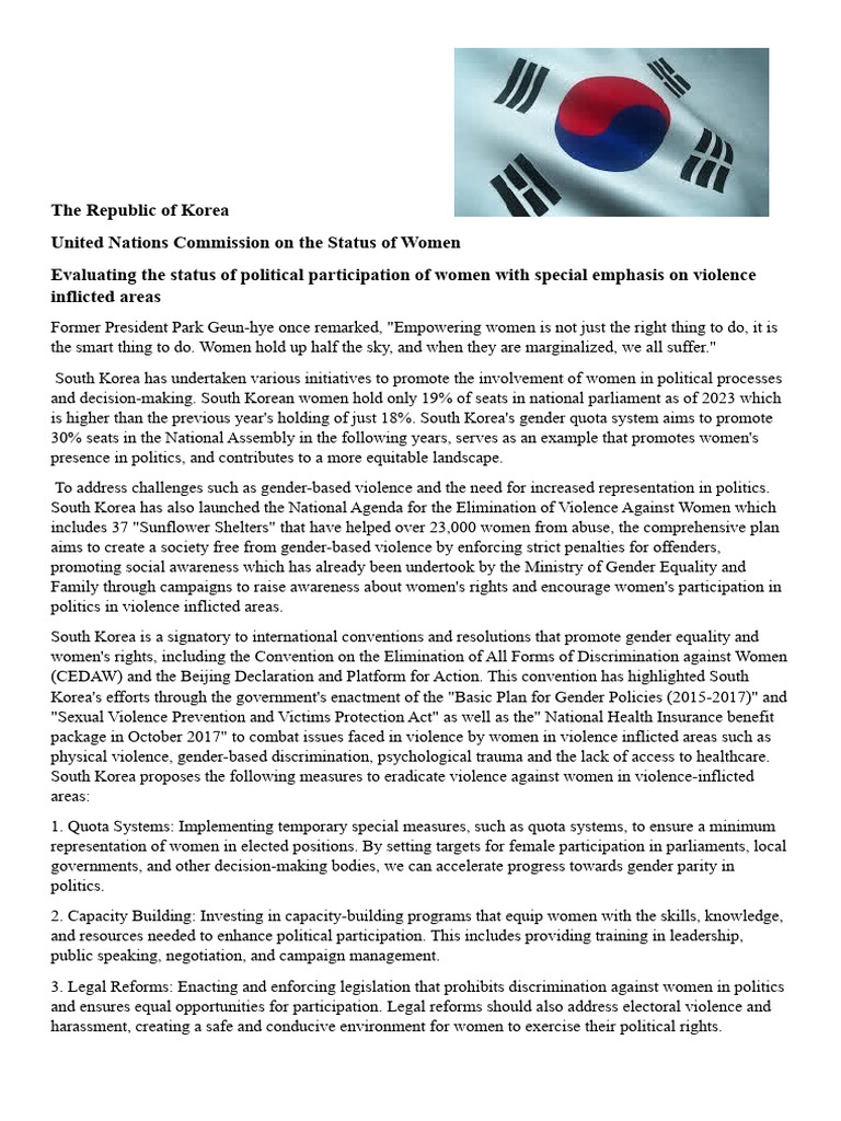 The Republic of Korea Position Paper | PDF | Violence | Violence ...