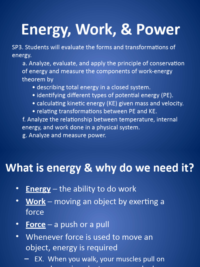 Unit 6 - Energy Work and Power | PDF | Potential Energy | Kinetic Energy