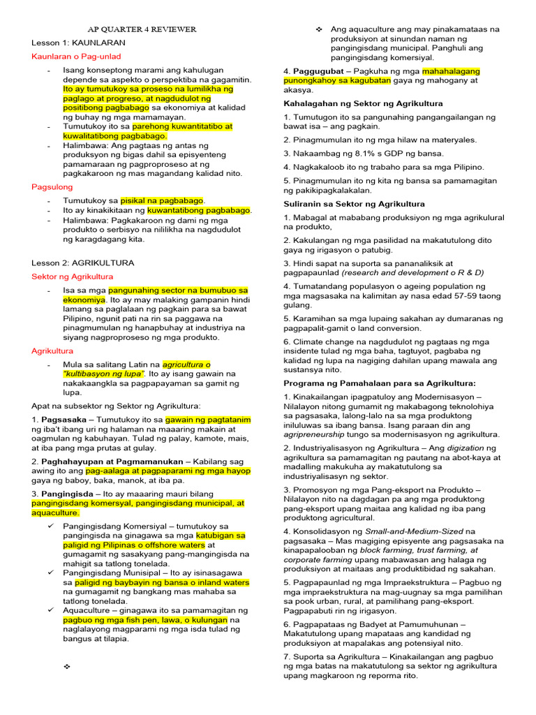 Ap Quarter 4 Reviewer G9 | PDF