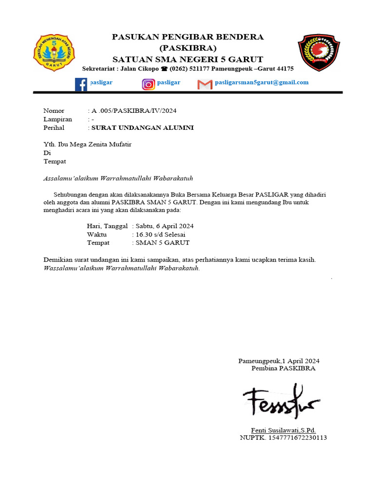Surat Undangan Buka Bersama Pasligar | PDF | Kesehatan Holistik
