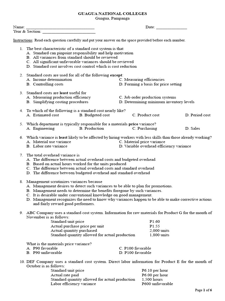 Mas Final Exam | PDF | Expense | Return On Investment