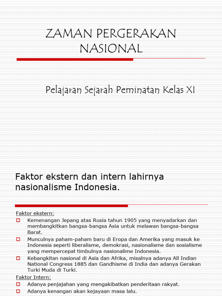 Zaman Pergerakan Nasional | PDF