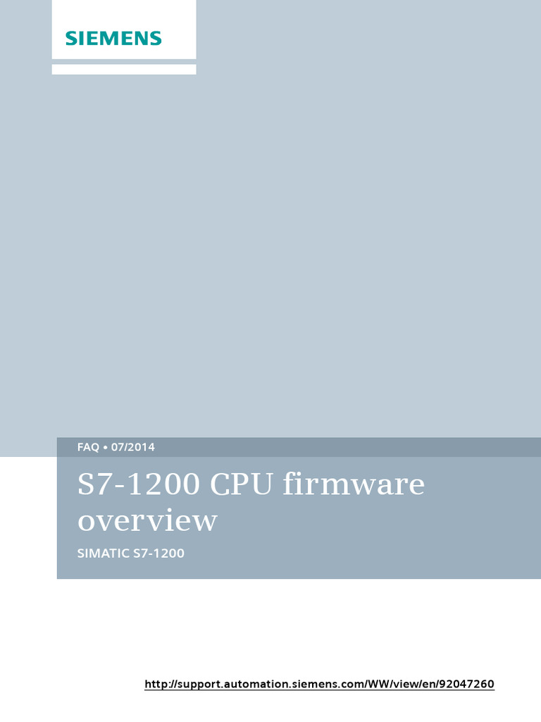 S7-1200 CPU Firmware Overview en | PDF | Input/Output | World Wide Web S7-1200 CPU Firmware Overview en | PDF | Input/Output | World Wide Web