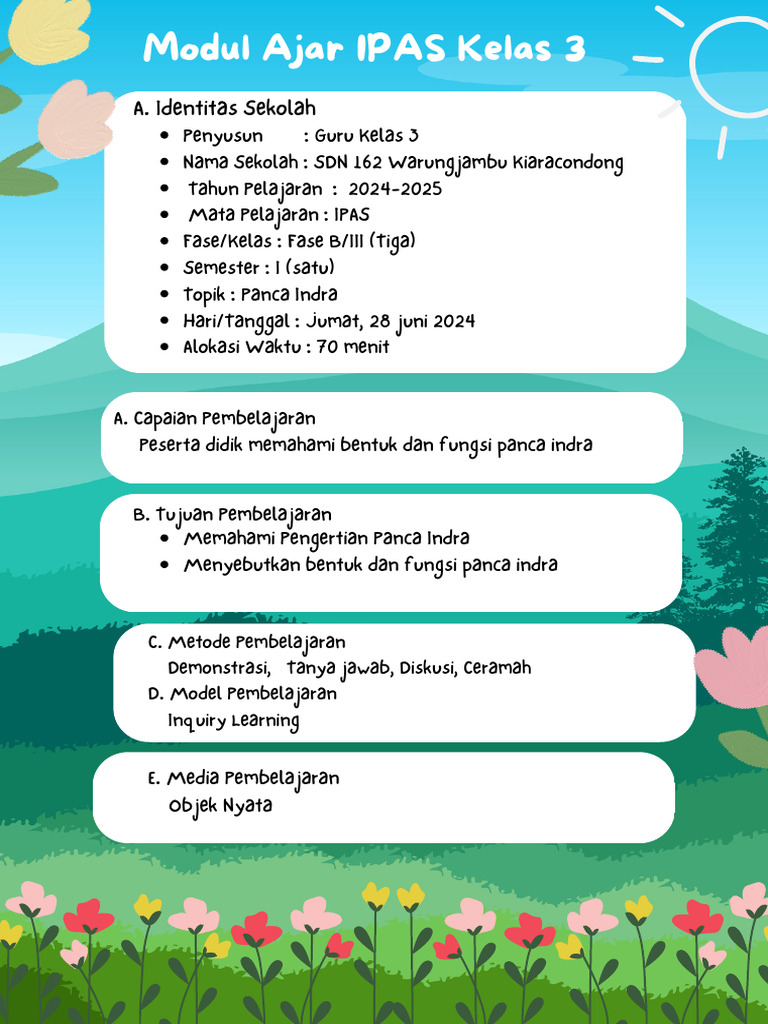 Modul Ajar Ilmu Pengetahuan Alam Dan Sosial (IPAS) - Mengenal Panca Indra Kelas 3 - Fase B ...
