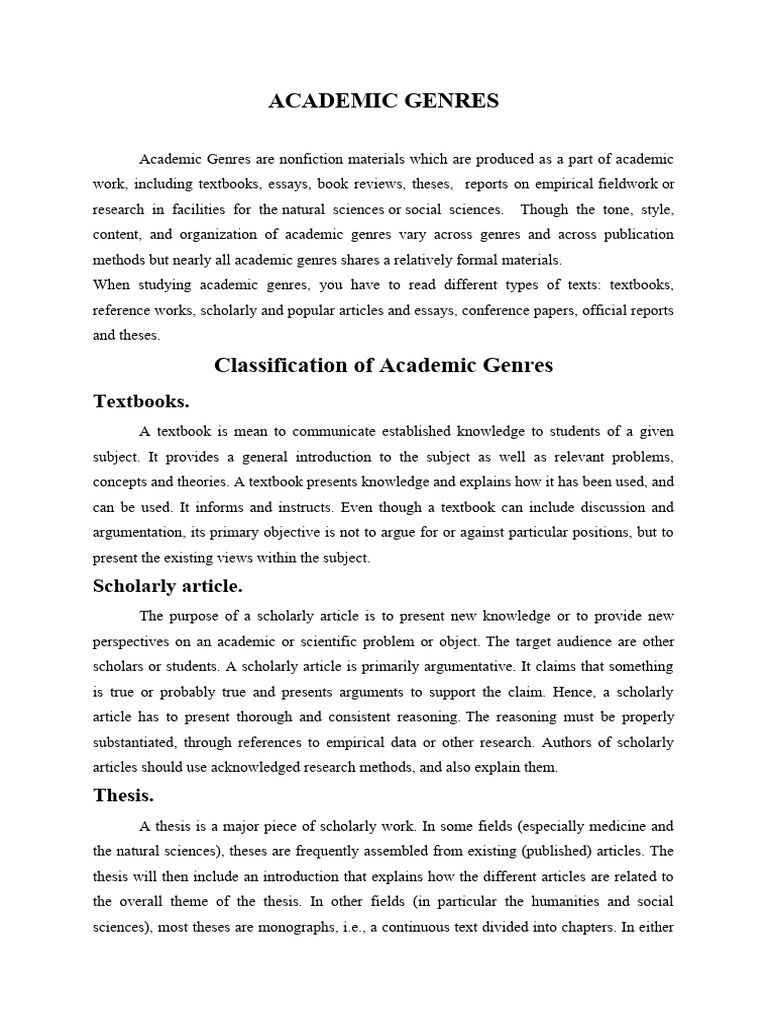 Academic Genres | PDF | Essays | Science