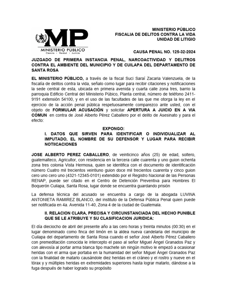 Ejemplo de Acusacion | PDF | Derecho penal | Ley procesal