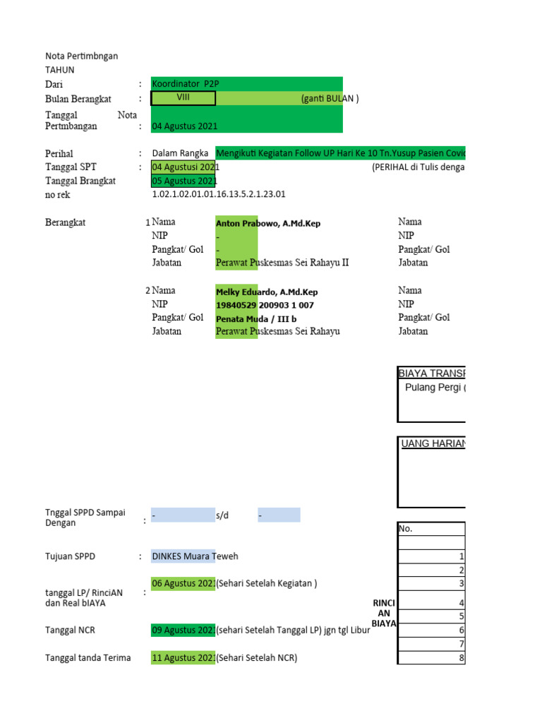 SPJ Tracking 05 Agustus 2021 | PDF