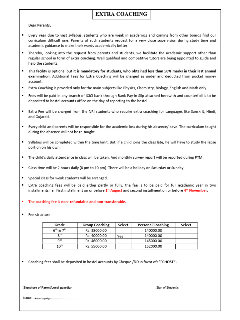 Extra Coaching 2024-25 | PDF