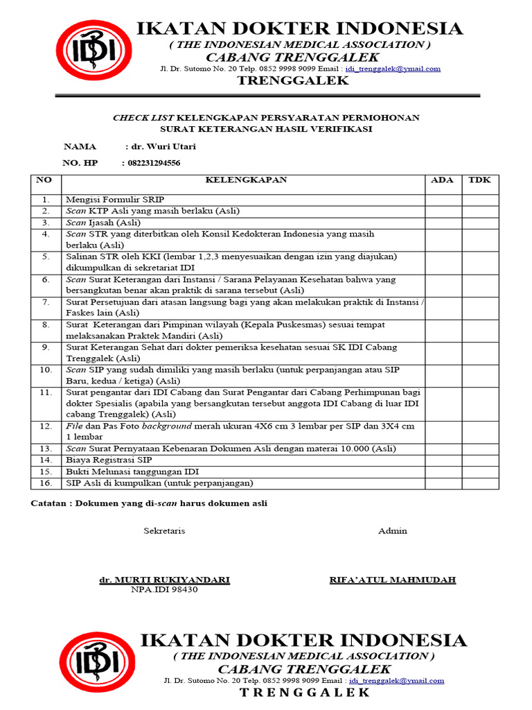Formulir Permohonan Sip Idi | PDF | Pengembangan Diri
