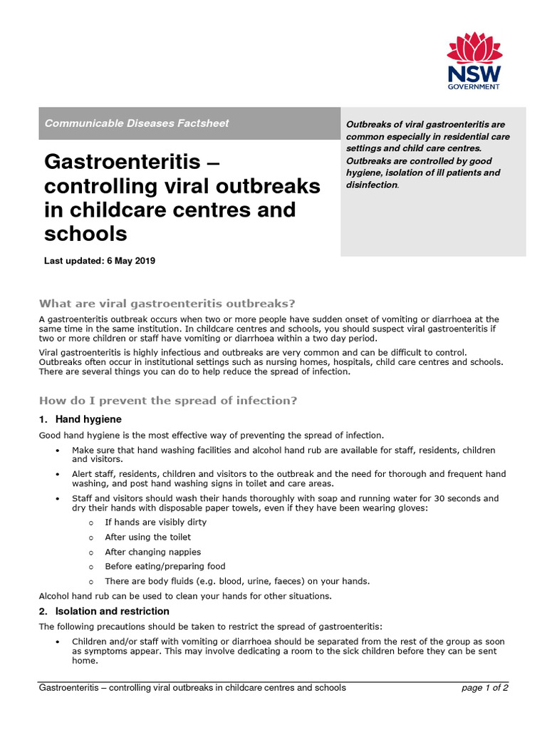 Gastroenteritis Outbreaks | PDF | Hand Washing | Medical Specialties