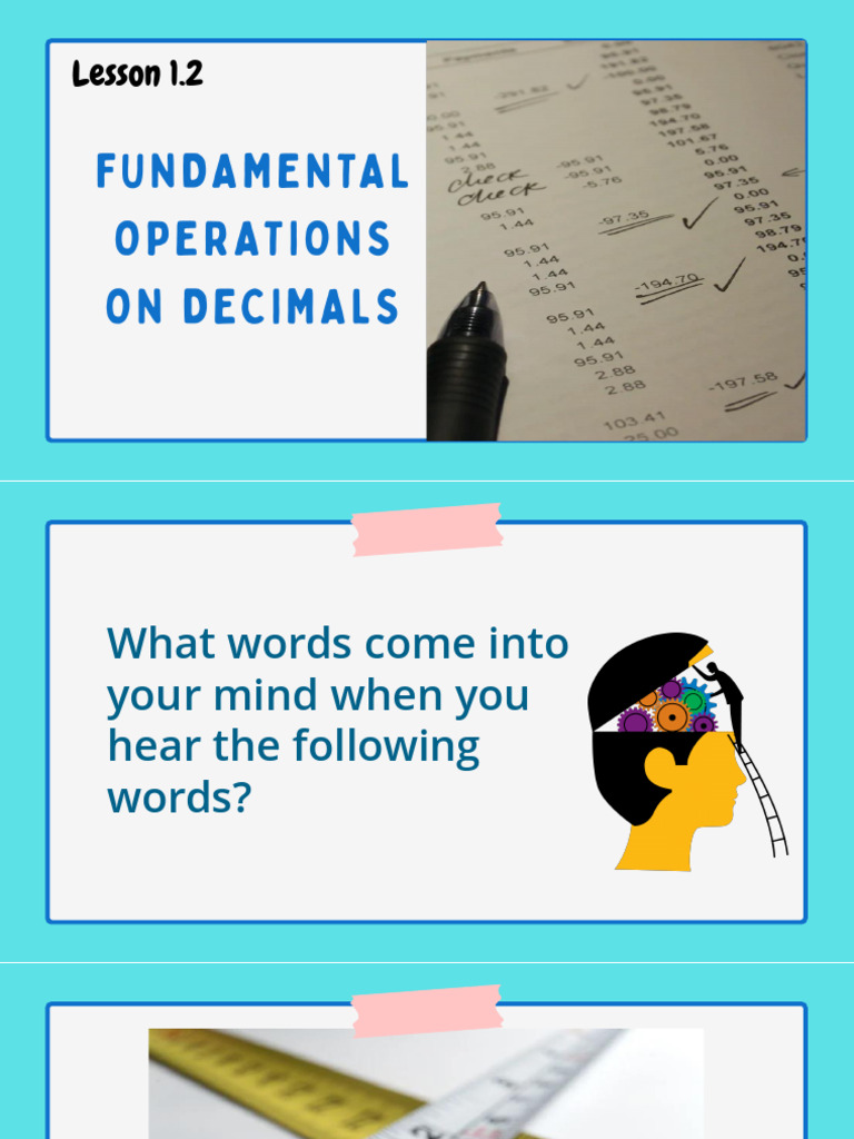 Fundamental Operations on Decimals | PDF | Decimal | Elementary Mathematics